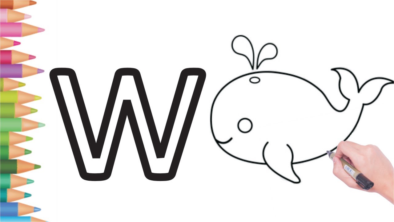 How to draw and color Alphabet W for kids | W for Whale | #23 - YouTube