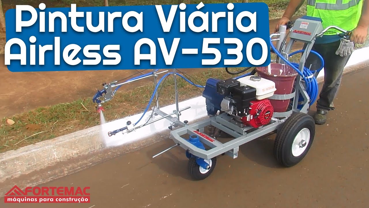 Máquina de Pintura Viária Airless AV-530 Fortemac fazendo demonstração ...
