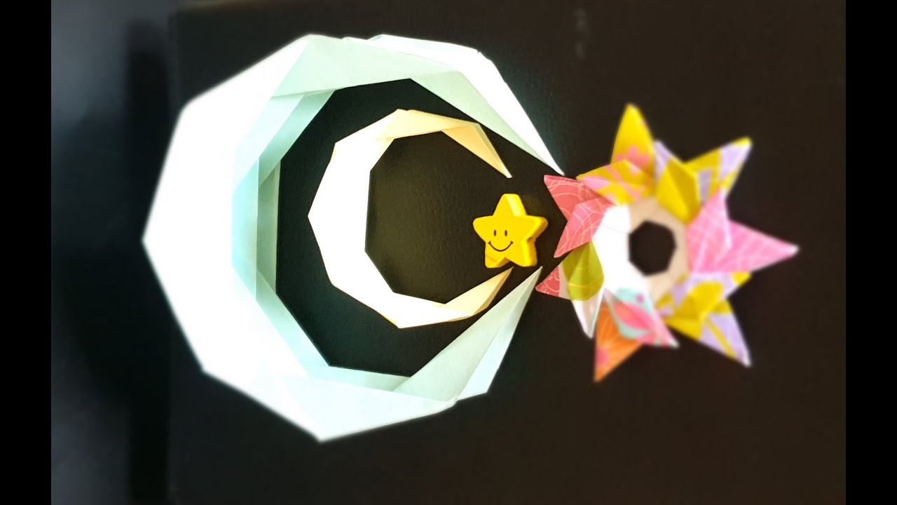 How to make an origami moon! DIY-paper moon wallhanging! Origami moon ...