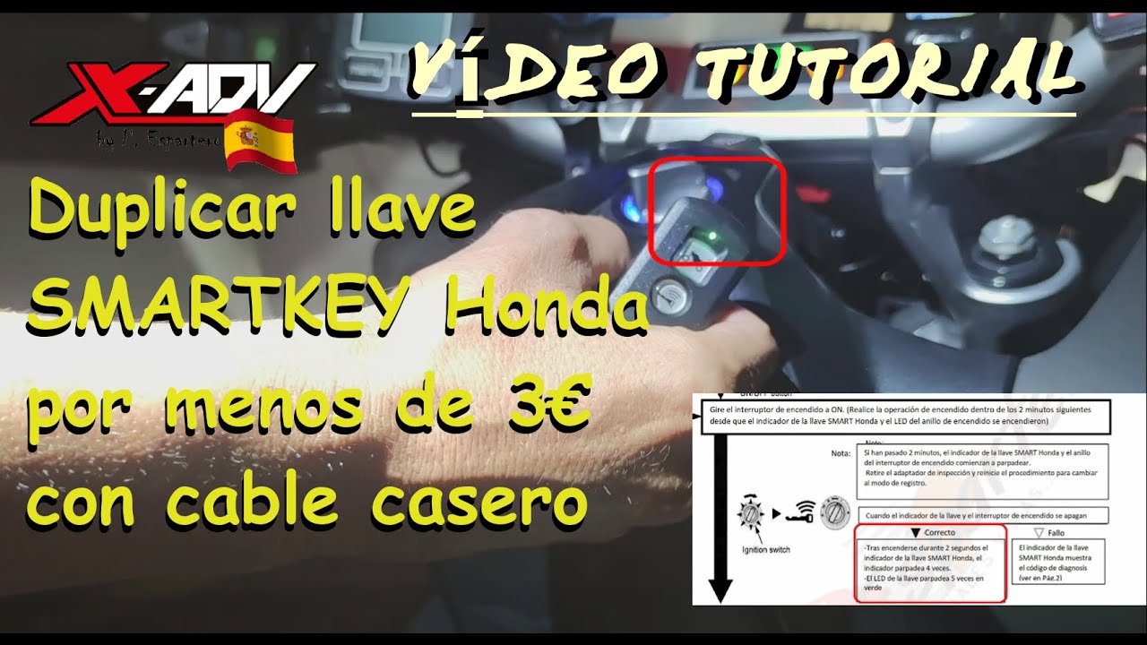 CÓMO DUPLICAR LA LLAVE SMARTKEY HONDA DE TU X-ADV CON CABLE CASERO DE 3€. HIIS KEYLESS - YouTube