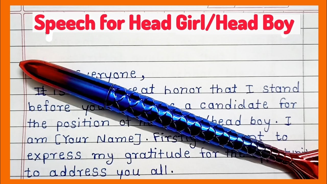 Speech for Head Girl/Head Boy in English | Win School Election | Best ...