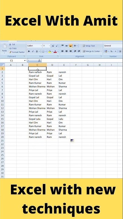 How to extract First Name and Last Name in Excel | Easy Trick | Learn Excel With Amiit | #Amiit ...