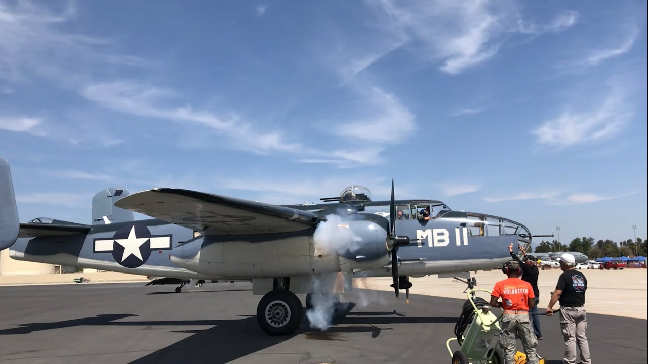 PBJ-1 Mitchell Engine Start (HD) - YouTube