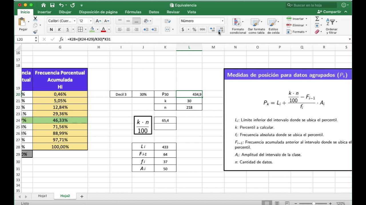 Medidas de posición usando formula en EXCEL - YouTube