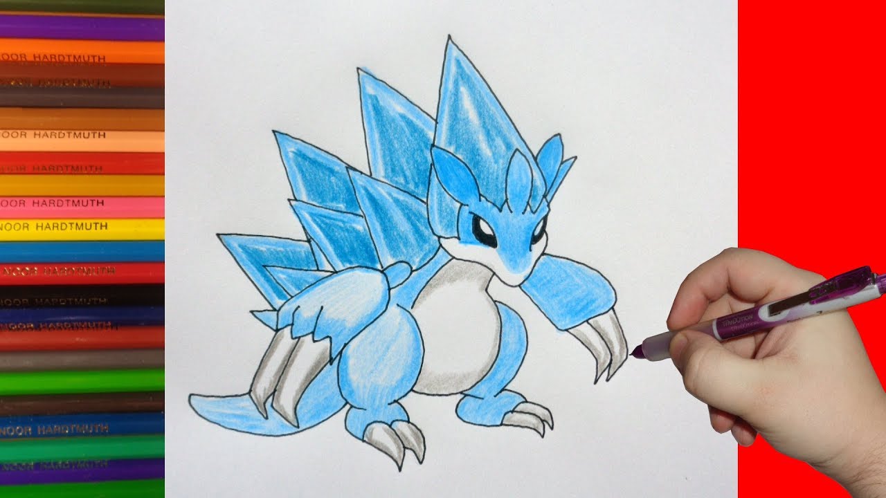 How to draw pokemon Sandslash Alola, 28, Как нарисовать покемона - YouTube