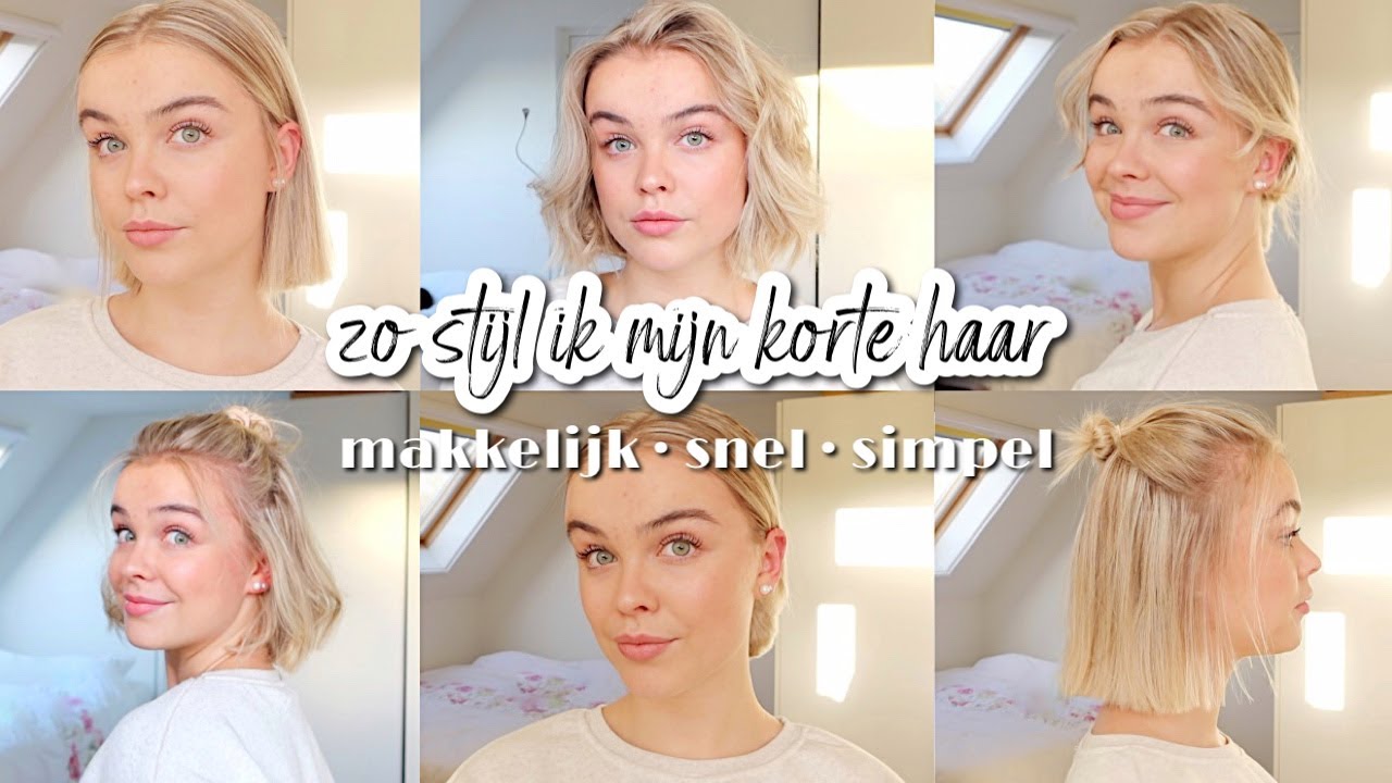 haarstijlen voor kort haar: makkelijk, snel en simpel! - YouTube
