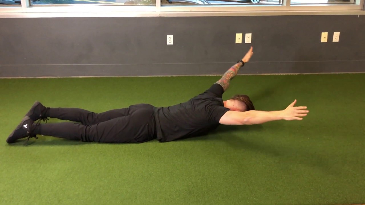 Prone shoulder CARs / Prone Swimmers - YouTube
