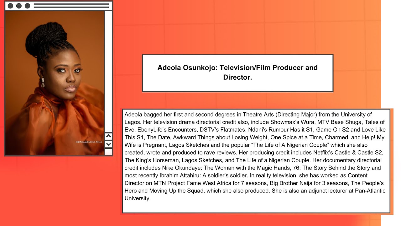 CREATIVE PRODUCING AND DIRECTING (ADEOLA OSUNKOJO ) - YouTube
