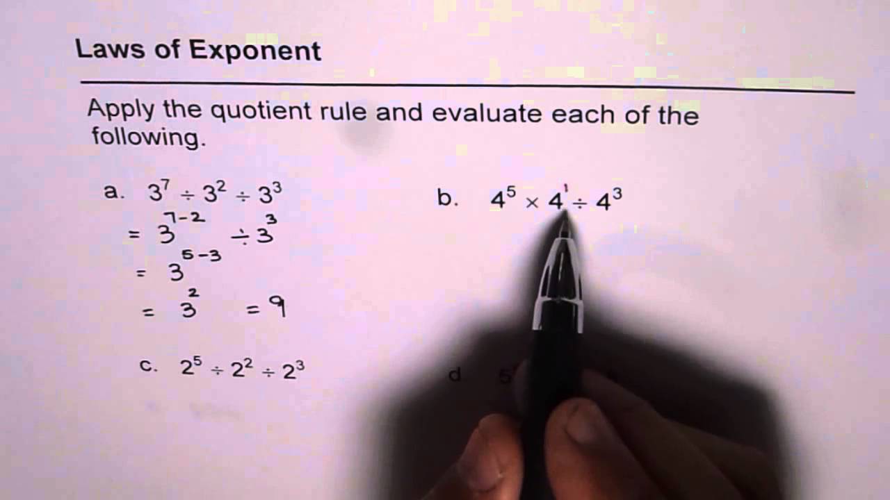 Laws of Exponents Product and Quotient Rule - YouTube