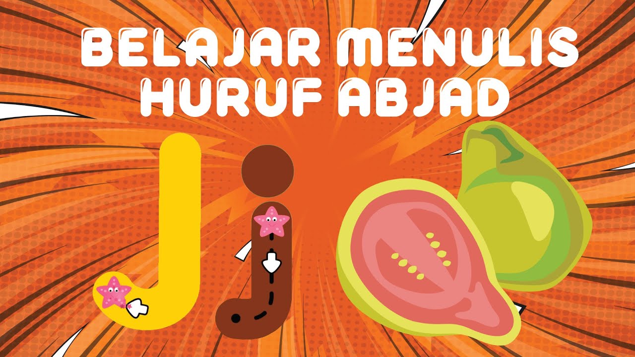 Belajar Menulis Huruf Abjad J untuk anak balita, TK, PAUD, RA | Jeruk ...