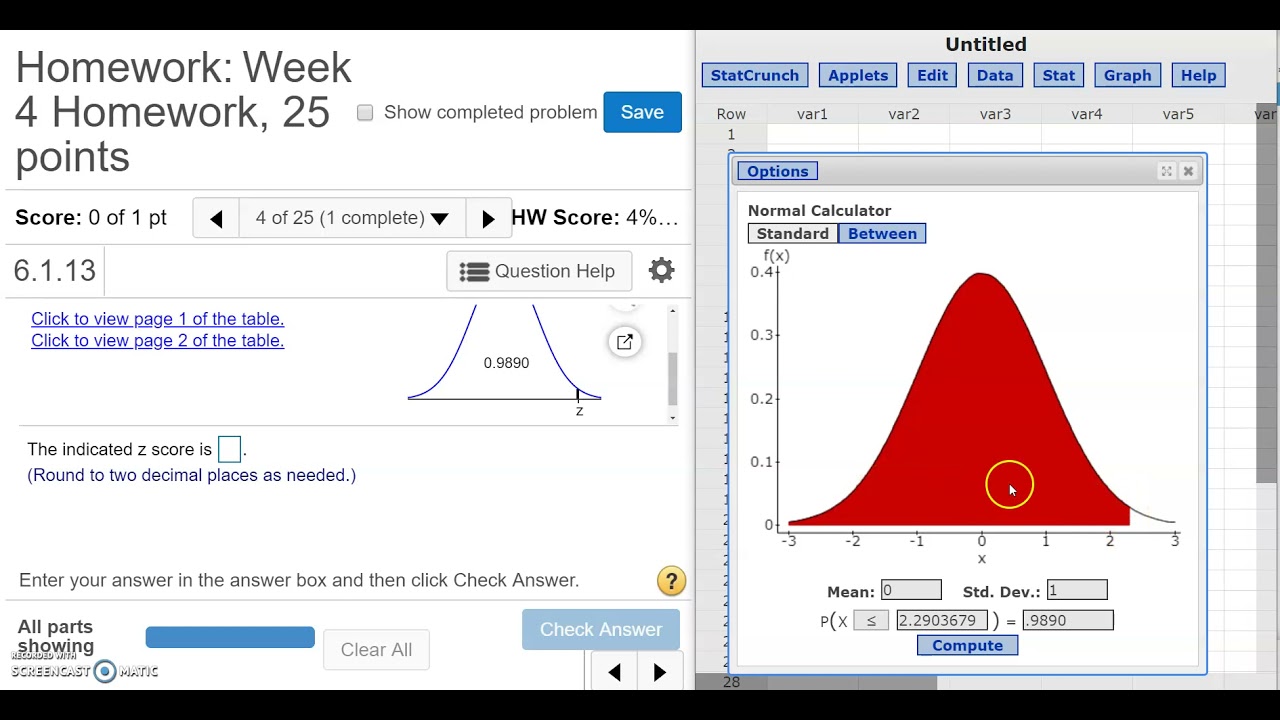 HW4 Normal Distribution Calculator with Statcrunch - YouTube