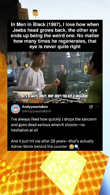 In Men in Black (1997), I love how when Jeebs head grows back, the ...