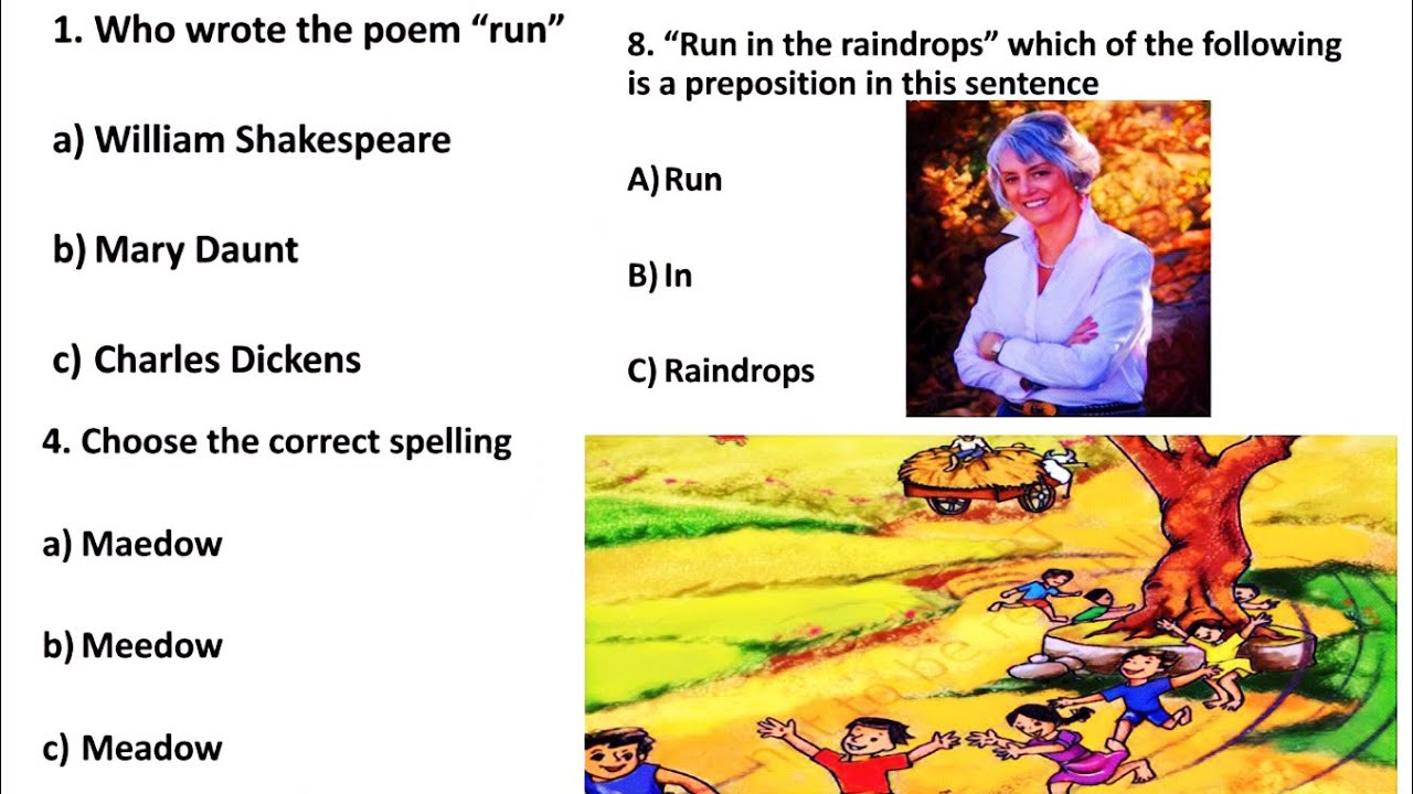 Worksheet ll Quiz ll Run Poem ll Class 4 ll English ll NCERT ll - YouTube