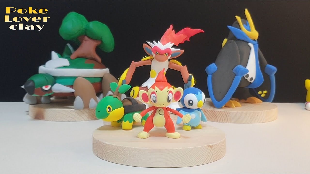 - making pokemon clay & stop motion & showing Piplup chimchar Turtwig ...