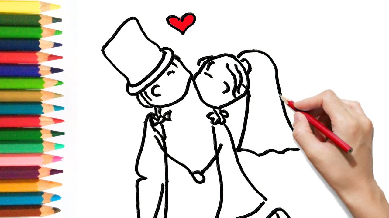 Cute Bride & Groom How to Draw for Beginners | Easy Steps - YouTube