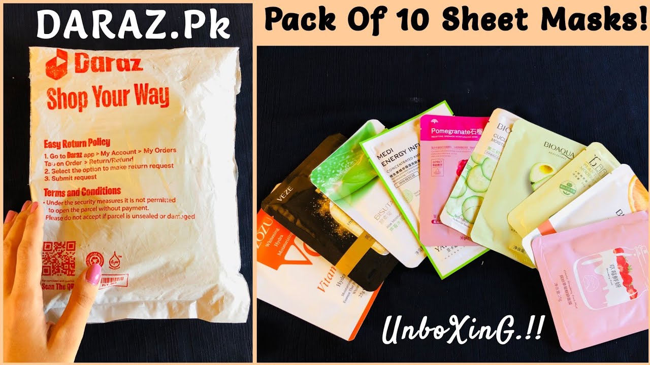 PACK OF 10 SHEET MASKS From Daraz.Pk || Ten Sheet Masks In Just 569 ...