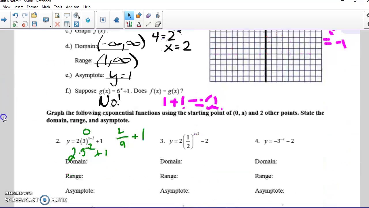 Practice Problems Graphing Exponential Growth and Decay - YouTube