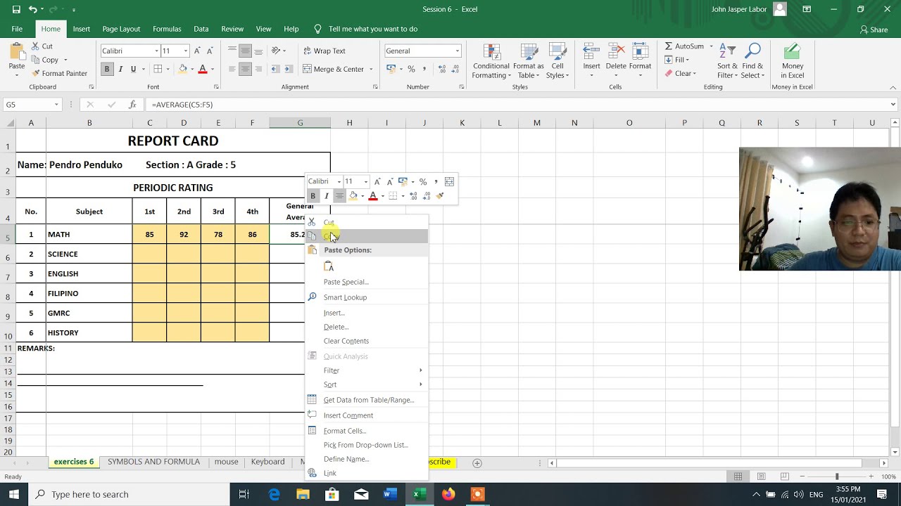 SIMPLE AUTOMATED REPORT CARD - SESSION 6 - YouTube