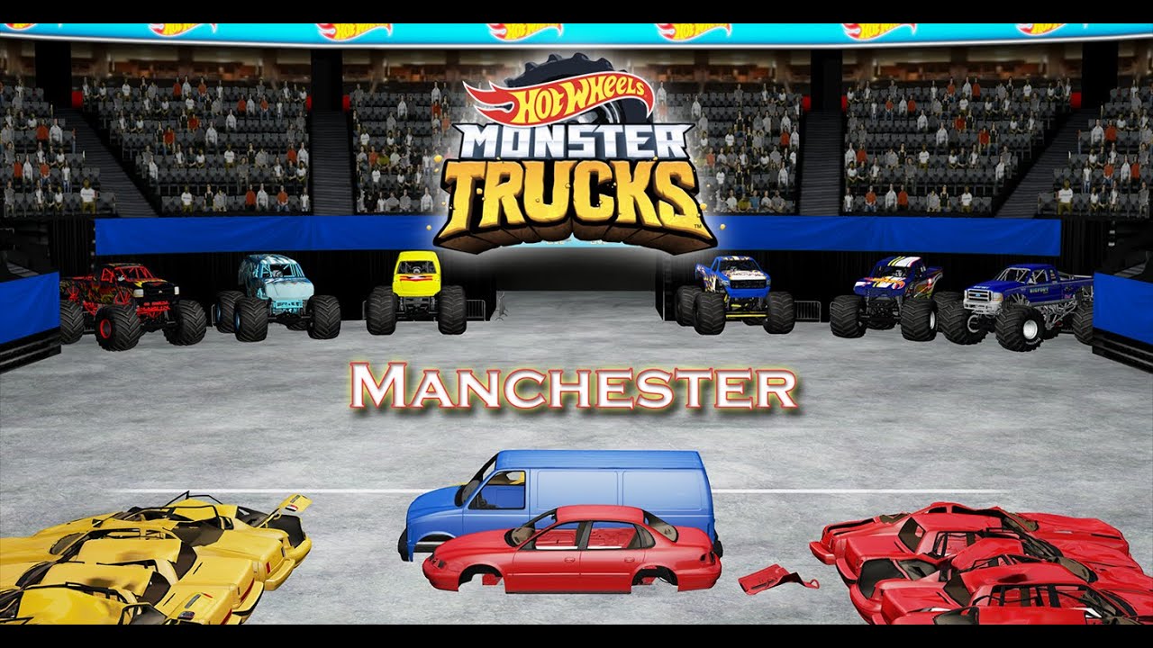 Hot Wheels Monster Trucks Live Manchester - 6 Truck Wheelie Competition ...