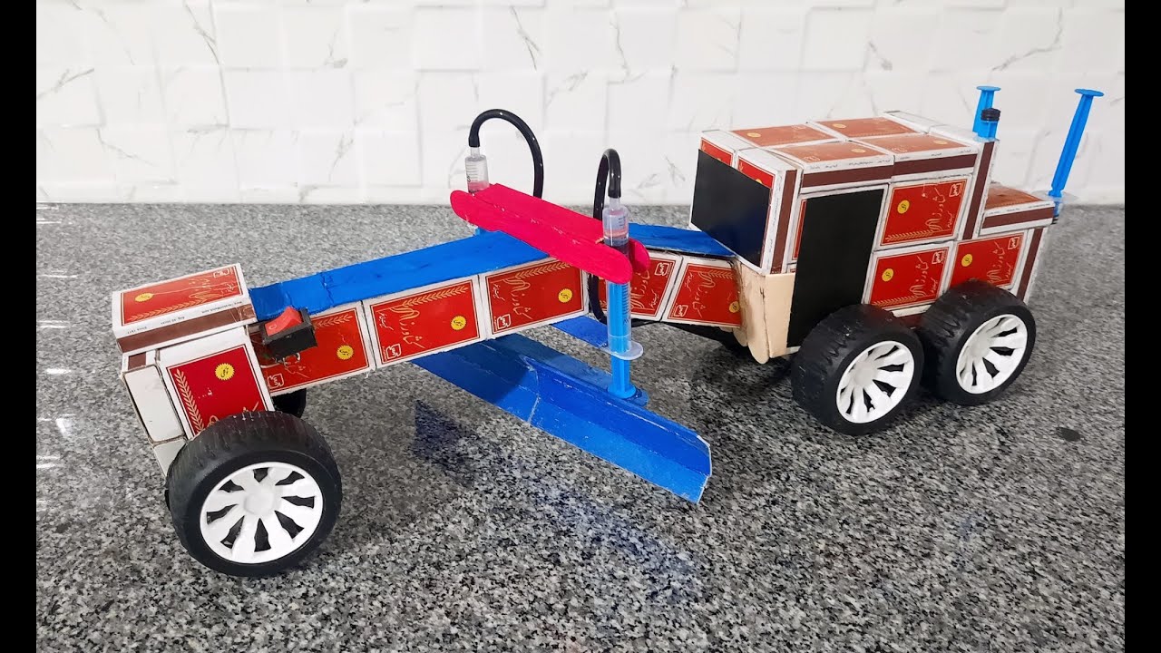 How to make matchbox JCB Motor Grader with DC motor at home#craft #diy# ...
