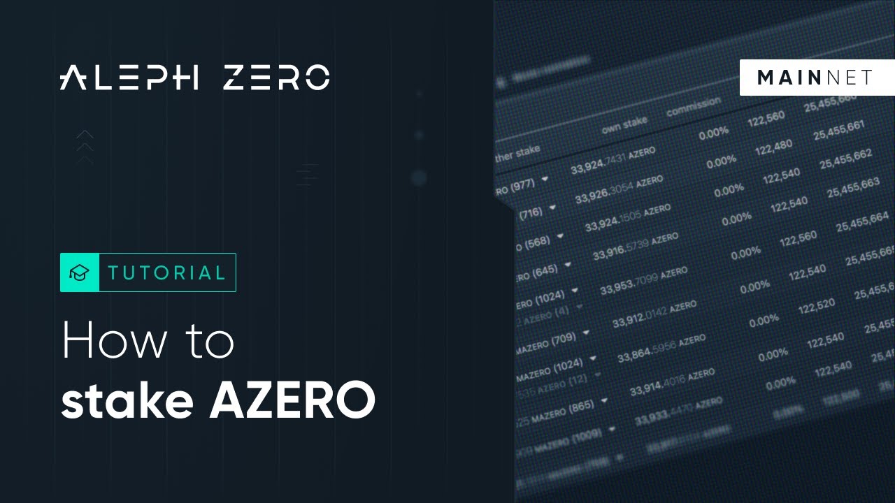 Aleph Zero (AZERO) Staking Guide - YouTube