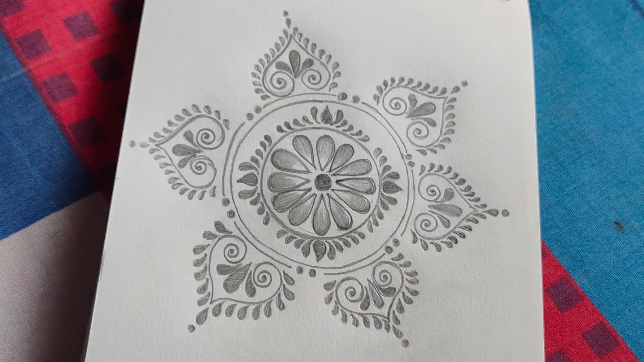 Beautiful alpona design drawing || Easy Alpana designs || flower alpona ...