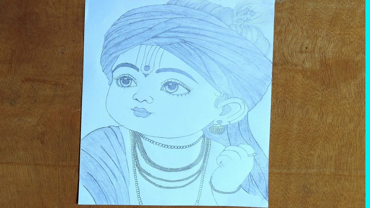 Bal Krishna Drawing 🙏 ॥ How To Pencil Draw Shree Krishna😊 ️ ॥ God Bal ...
