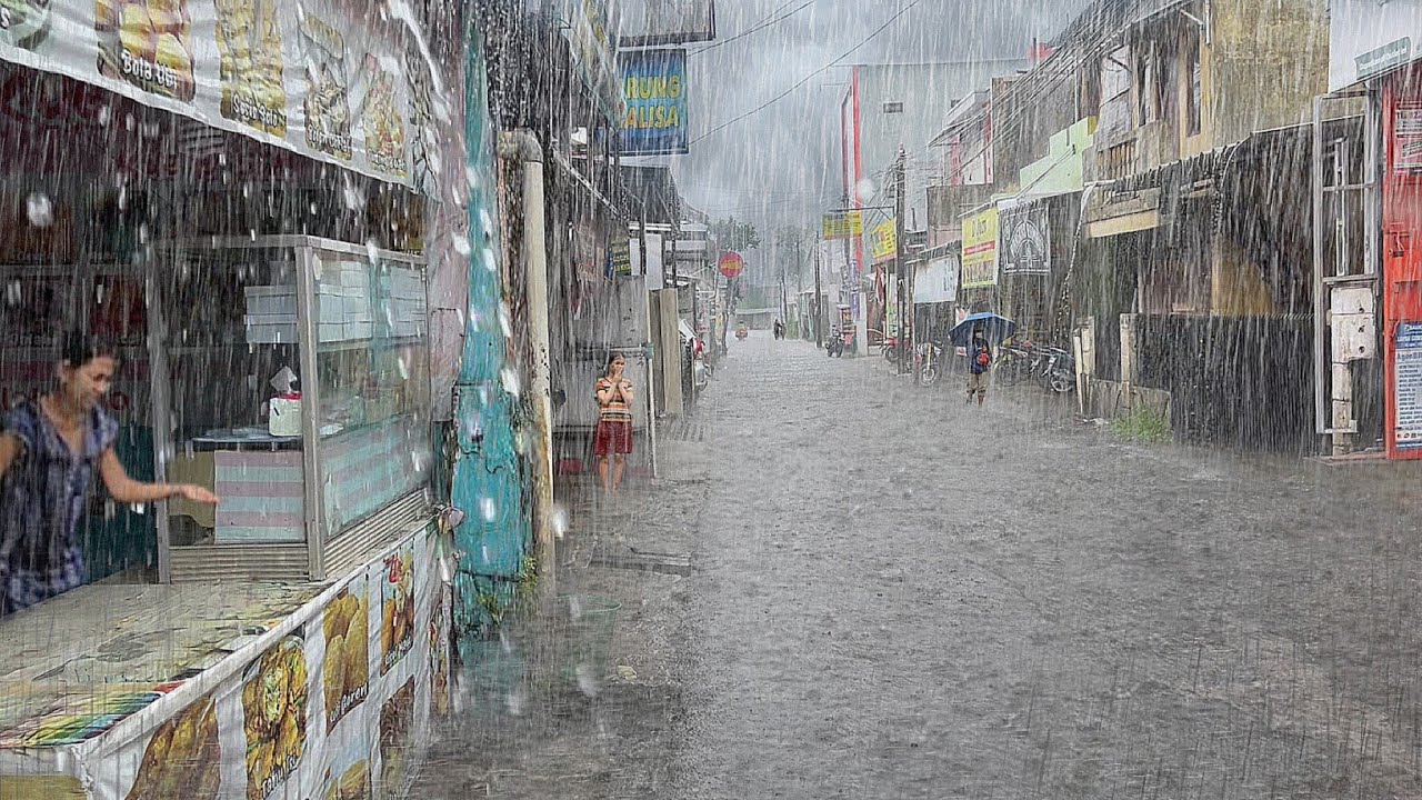 Super Heavy Rain in my village | very cold, suitable for insomnia ...