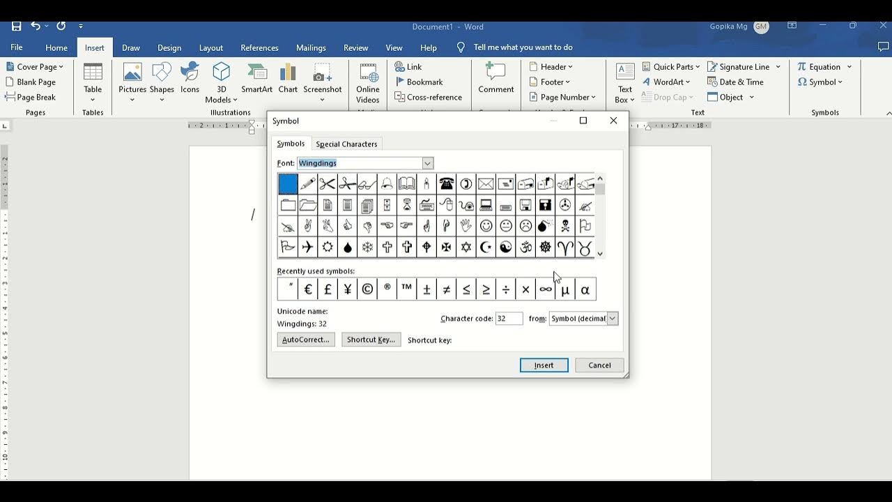 ms word insert symbols#msoffice #mswordforbeginners #mswordshortcuts - YouTube