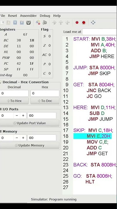 GNUsim8085 Software. - YouTube