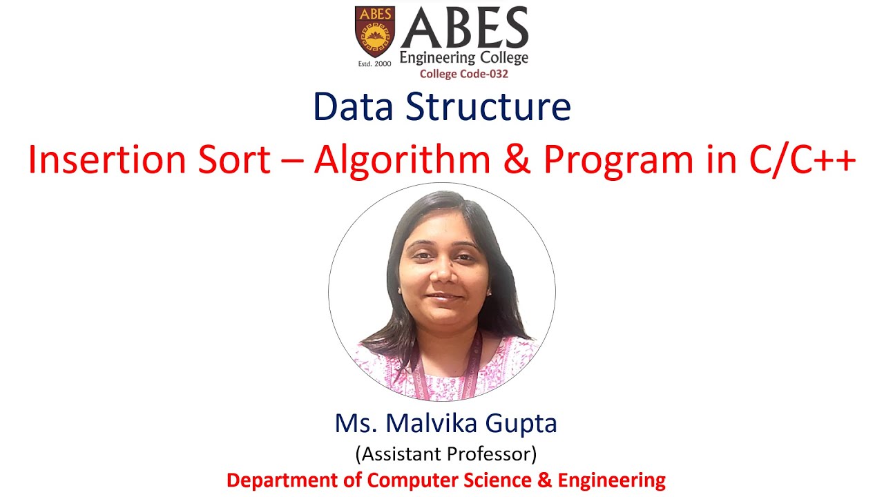 Insertion Sort Data Structure Abes Engineering College Ghaziabad Youtube 8863