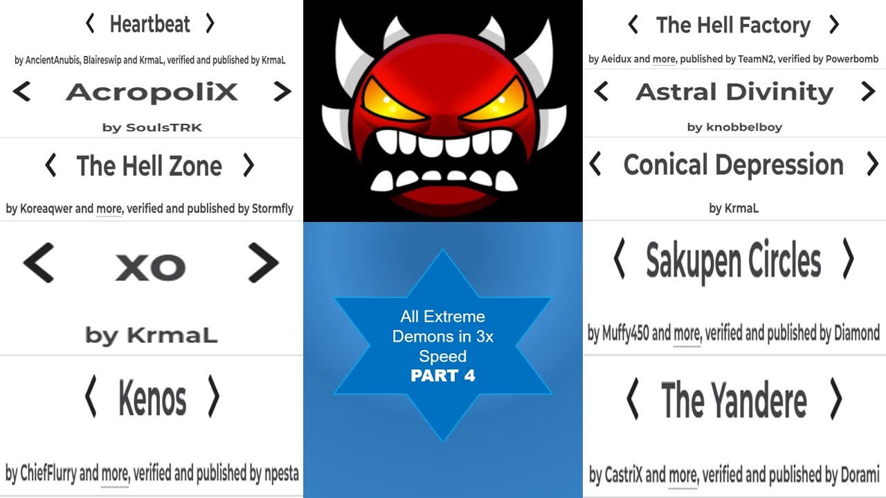 Geometry Dash | All Extreme Demons in 3x Speed | Part 4 (10000+ Channel ...