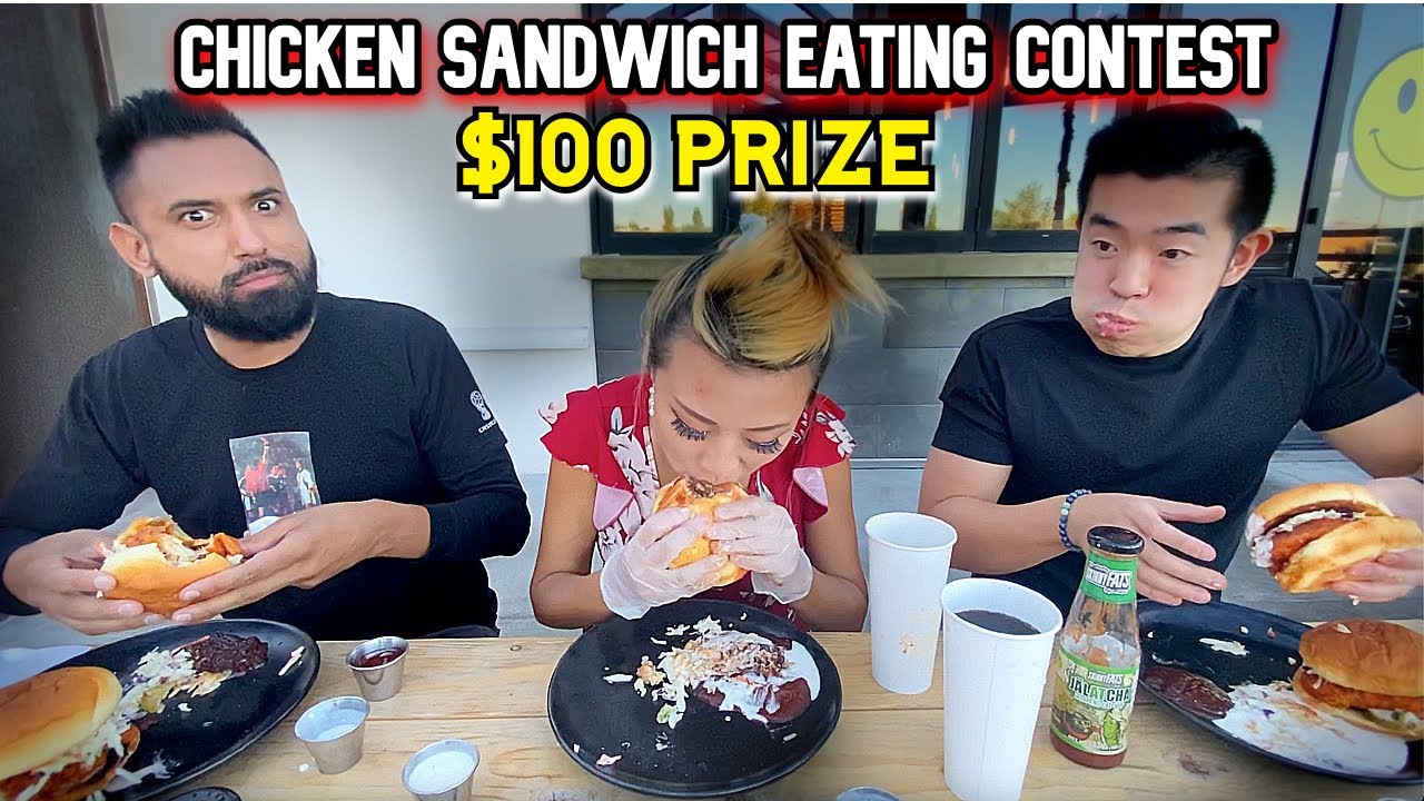 $100 CASH PRIZE SPICY CHICKEN SANDWICH EATING CONTEST IN Las Vegas!! # ...