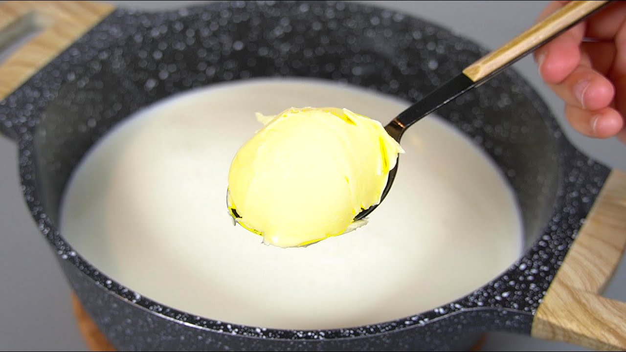 Just add butter to the boiling milk! Homemade cheese recipe in 5 ...