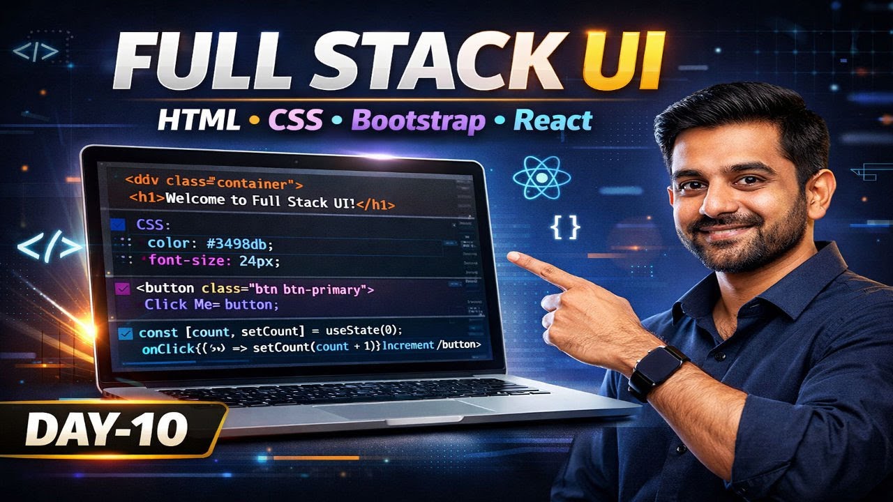 Full Stack UI Development Day 10 | HTML CSS Bootstrap React | Frontend ...