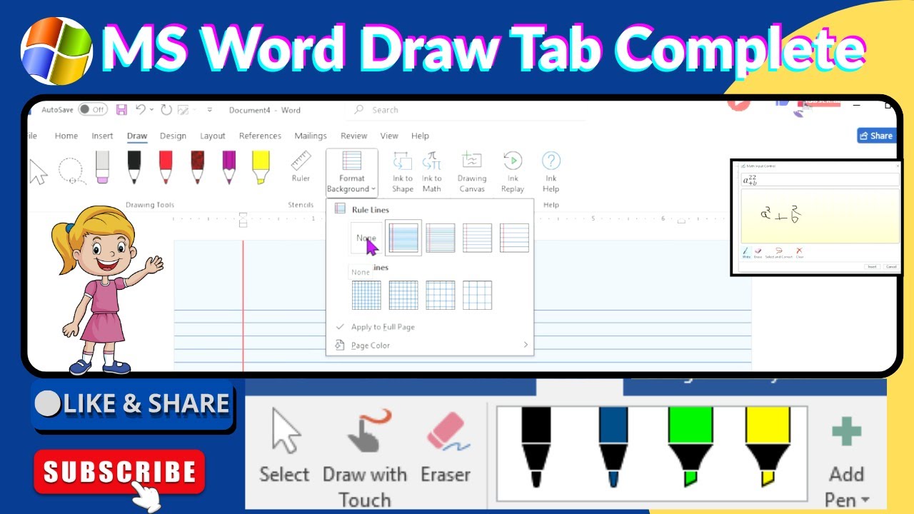 MS Word Draw Tab Complete | How to use Draw tab in ms word💥 #drawtab # ...