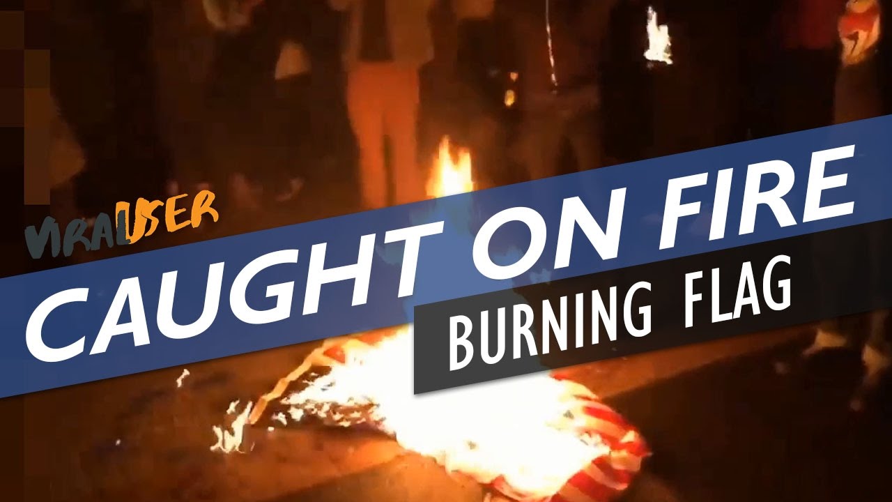Man Caught On Fire While Burning American Flag - YouTube