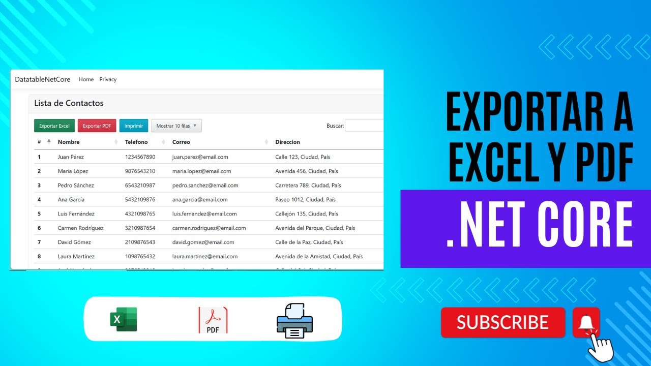 Cómo Exportar A Excel Pdf E Imprimir Reportes Con Datatables Jquery En Net Core Youtube