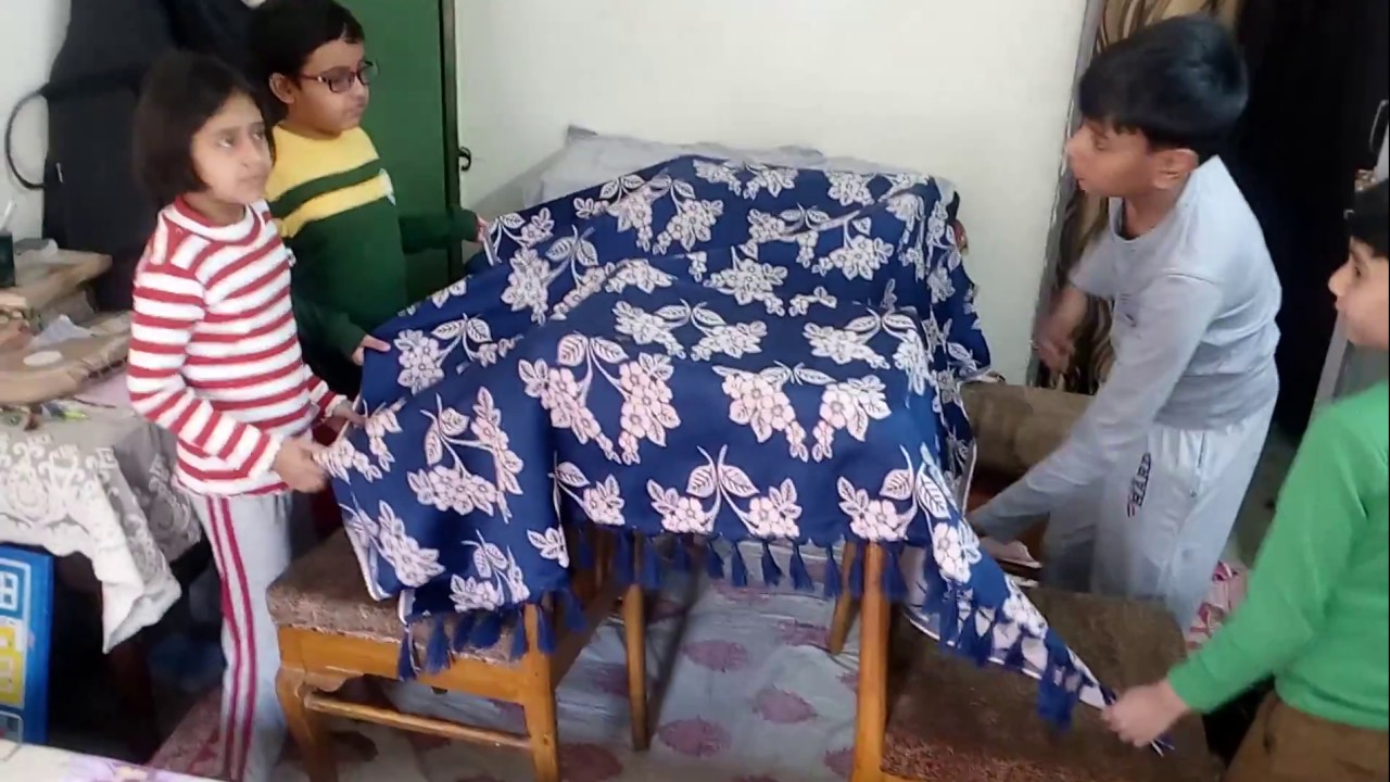 Fort with chairs and bedsheets. Awesome! - YouTube