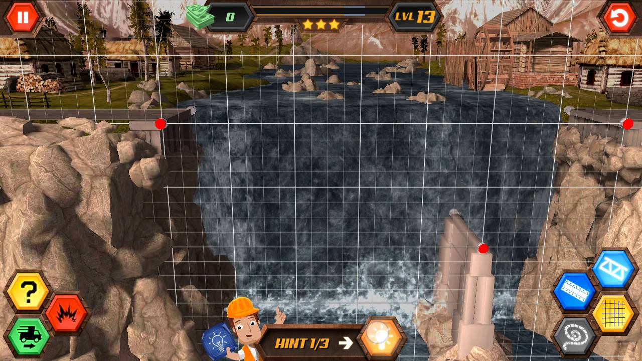 Bridge construction simulator level 13, 3 star walkthrough easy hard ...
