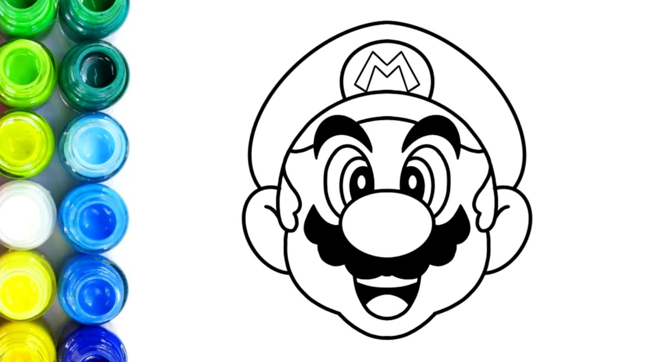 Drawing Super Mario face for kids, toddlers easy | How to draw super ...