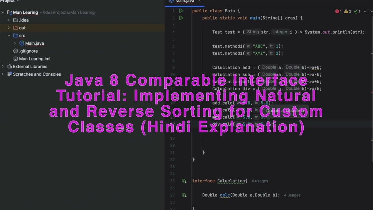 Java 8 Comparable Interface Implementing Natural and Reverse Sorting for Custom Classes in Hindi ...