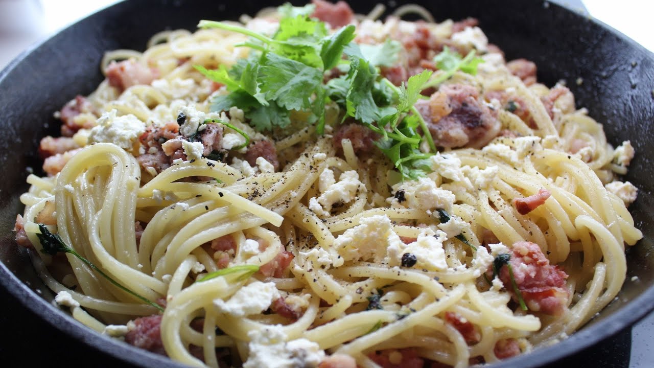 Knoffel en spek PASTA met 'n botter sous - YouTube