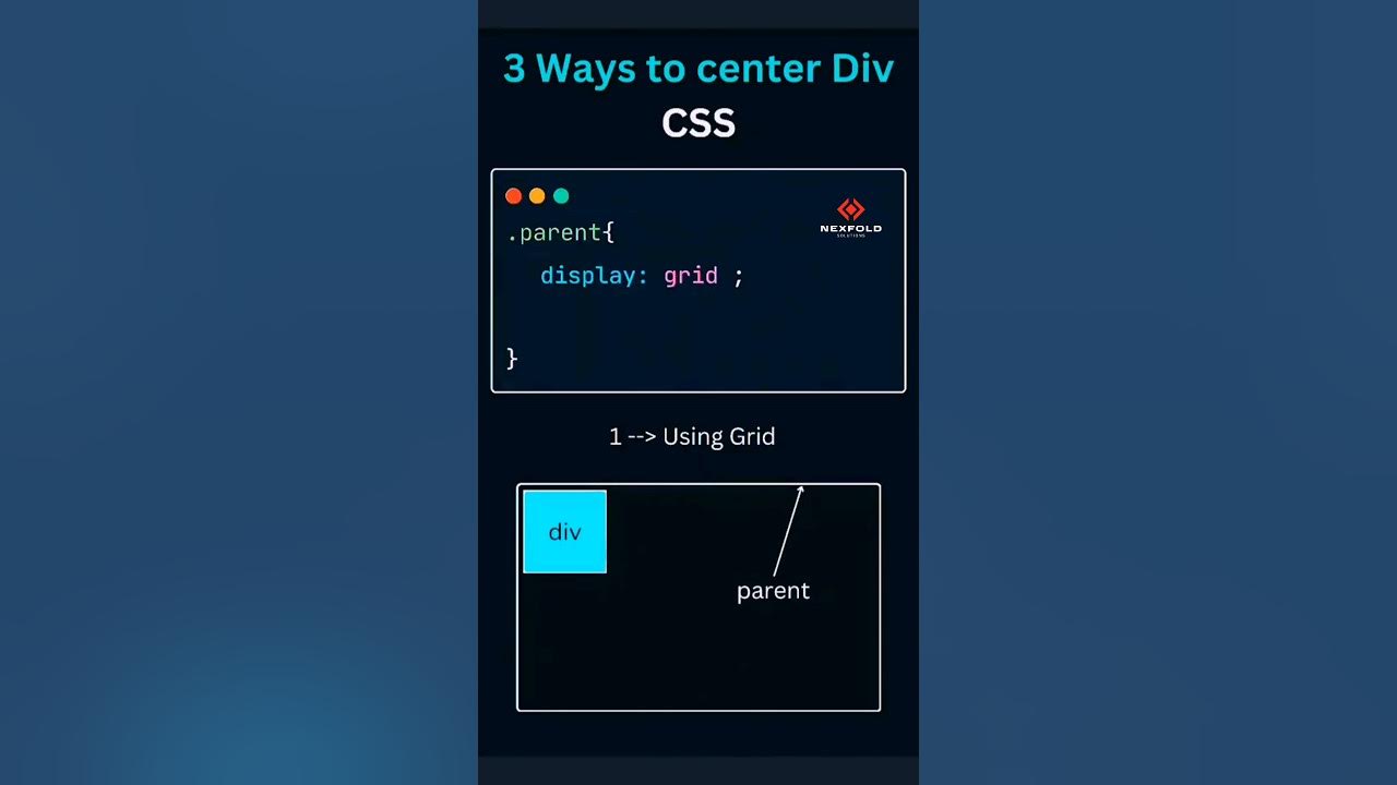 Mastering CSS: 3 Simple Ways to Center a Div | Presented by NexFold Solutions - YouTube