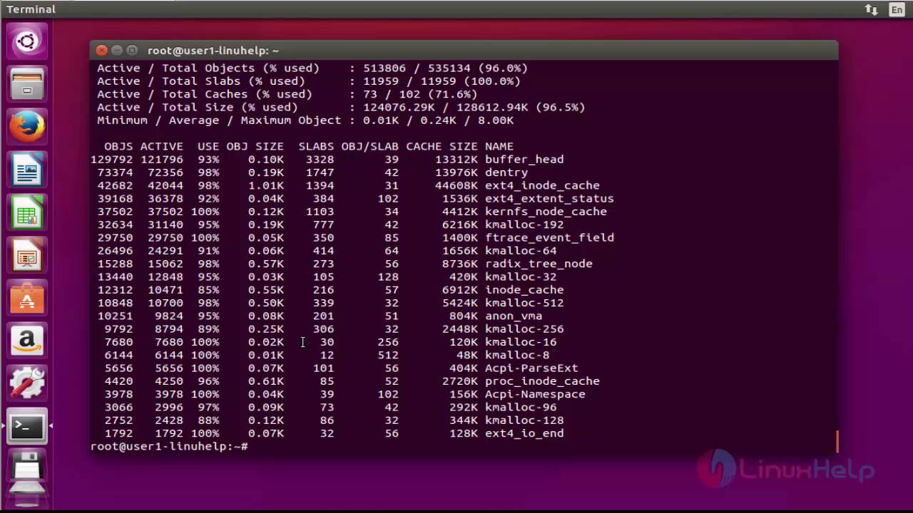 How to display kernel slab cache information using Slabtop - YouTube