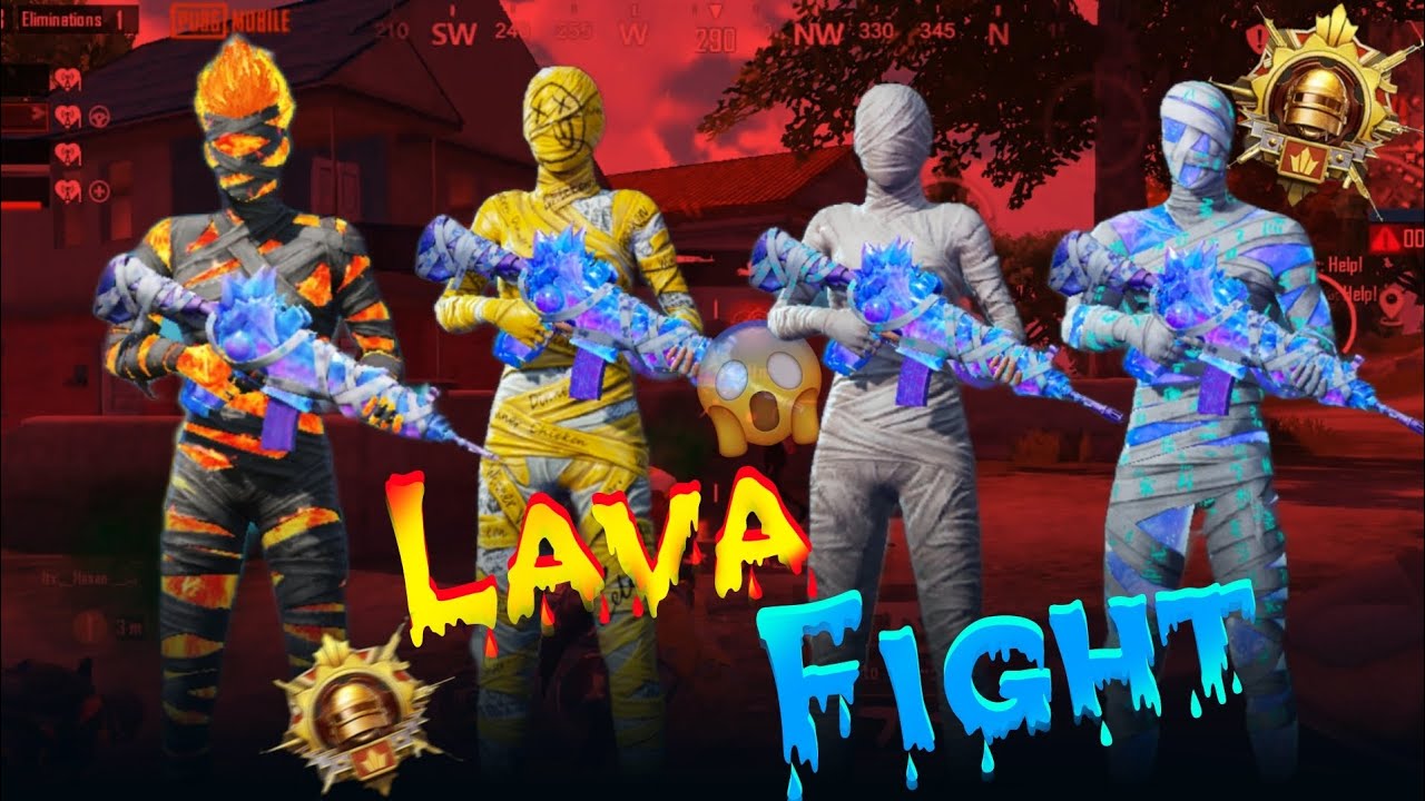 Lava Fight🥵🥵😱new Mummy set full squad Erangle gameplay in PUBG Mobile ...