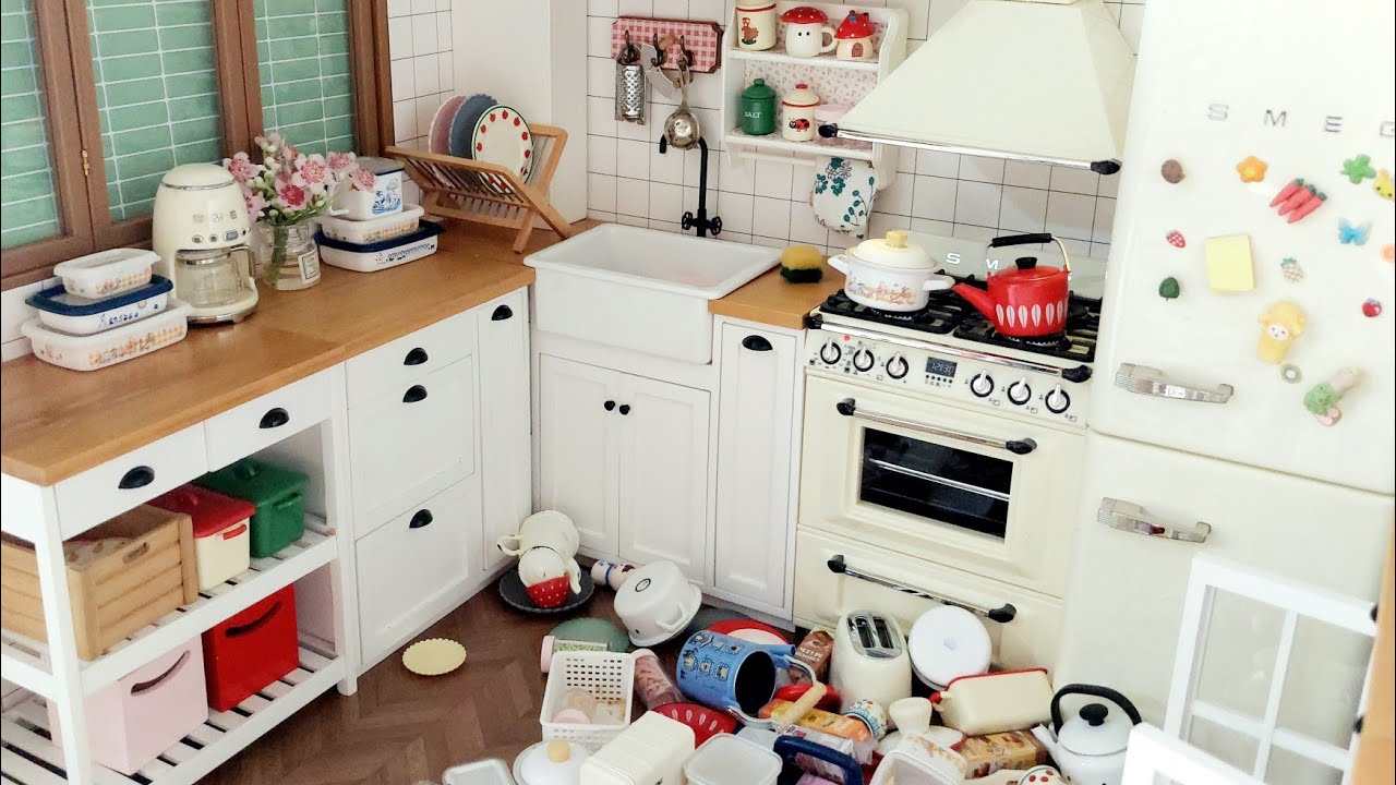 Miniature kitchen set cooking toys 💙 small kitchen mini toys 🩷 cooking ...