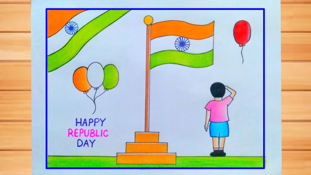 How to draw republic day scenery very easy step by step / Republic day ...