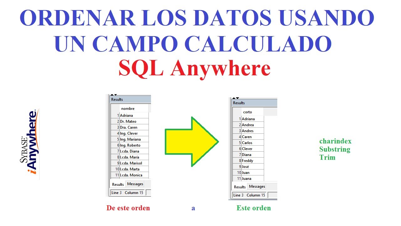 ¿Cómo ordenar los datos de un campo, usando un campo calculado. SQL ...
