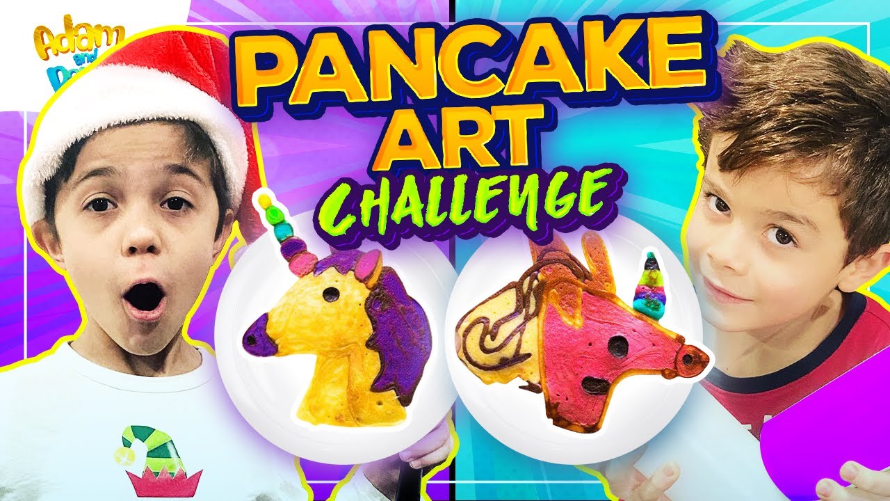Pancake Art Challenge! Adam and Rayan Making Cool Looking Pancakes ...